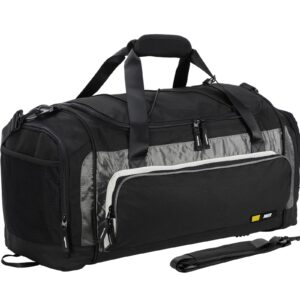 MIER Large Duffel Bag Men's Gym Bag with Shoe Compartment, 60L, Black