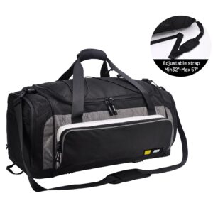 MIER Large Duffel Bag Men's Gym Bag with Shoe Compartment, 60L, Black