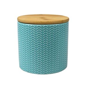 home basics small wave design kitchen canister (turquoise) modern canister sets for kitchen counter | with bamboo lid | perfect for storing dry food, baking staples, snacks, and more