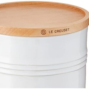 Le Creuset Stoneware Canister with Wood Lid, 1.5 qt. (5.5" diameter), White