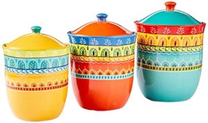 certified international valencia, canister set 3 pc. 54, 72, 104 oz, multicolor