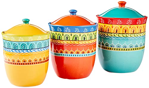 Certified International Valencia, Canister Set 3 pc. 54, 72, 104 oz, Multicolor