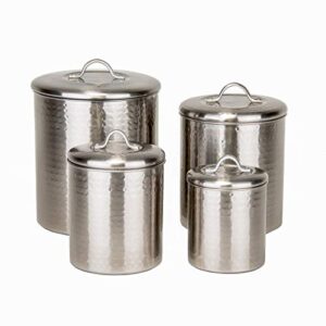 old dutch 4 piece hammered brushed nickel canister set