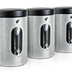 Self-Care Stainless Kitchen Canisters - Modern Kitchen Decoration of Canister Set with Multiple Preservation Purposes by Tight Sealed Lids, Good for Wedding Gifts Kitchen Canisters Set of 3(SC-001)