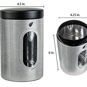 Self-Care Stainless Kitchen Canisters - Modern Kitchen Decoration of Canister Set with Multiple Preservation Purposes by Tight Sealed Lids, Good for Wedding Gifts Kitchen Canisters Set of 3(SC-001)