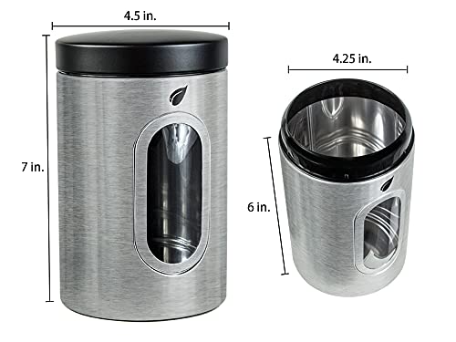 Self-Care Stainless Kitchen Canisters - Modern Kitchen Decoration of Canister Set with Multiple Preservation Purposes by Tight Sealed Lids, Good for Wedding Gifts Kitchen Canisters Set of 3(SC-001)