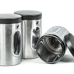 Self-Care Stainless Kitchen Canisters - Modern Kitchen Decoration of Canister Set with Multiple Preservation Purposes by Tight Sealed Lids, Good for Wedding Gifts Kitchen Canisters Set of 3(SC-001)