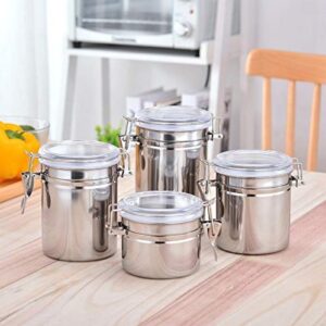 Foraineam 4-Piece Stainless Steel Airtight Canister Set with Clear Arylic Lid and Locking Clamp Food Storage Container Flour Canisters for Coffee, Tea, Snacks