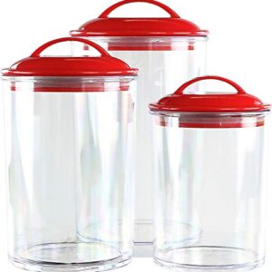 Calypso Basics by Reston Lloyd Acrylic Storage Canisters, Set of 3, Red