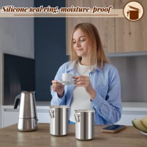 Lallisa 6 Pcs Stainless Steel Canisters 62 oz Stainless Steel Containers with Lids Food Storage Container with Airtight Clamp Lid Coffee Containers for Tea Sugar Coffee Flour Kitchen Counters