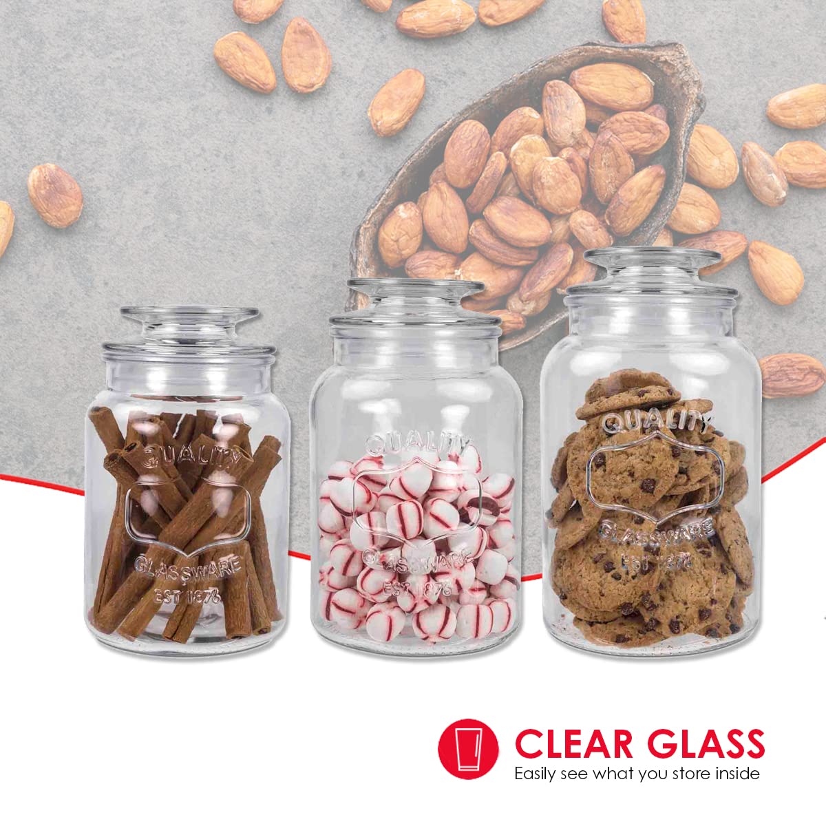 Home Basics 3 Piece Glass Canister Set