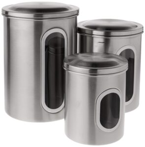 fox run 6103 canister set, stainless steel, 3-piece metallic, 5.75 x 6 x 8.5 inches