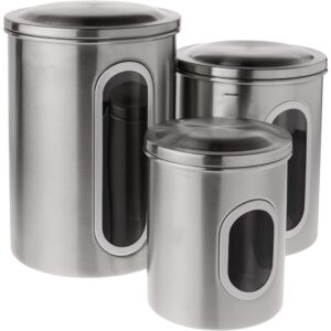 Fox Run 6103 Canister Set, Stainless Steel, 3-Piece Metallic, 5.75 x 6 x 8.5 inches