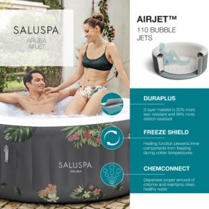 Bestway SaluSpa Aruba AirJet 2 to 3 Person Inflatable Hot Tub Round Portable Outdoor Spa with 110 Soothing Jets and Cover, Gray