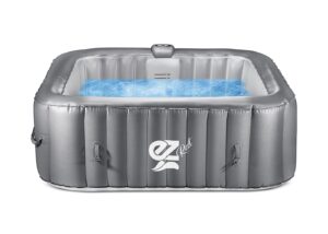 serenelife outdoor portable hot tub - 73'' x 73'' x 25'' 6-person square inflatable heated pool spa with 130 bubble jets, filter pump, cover, led lights, and remote control