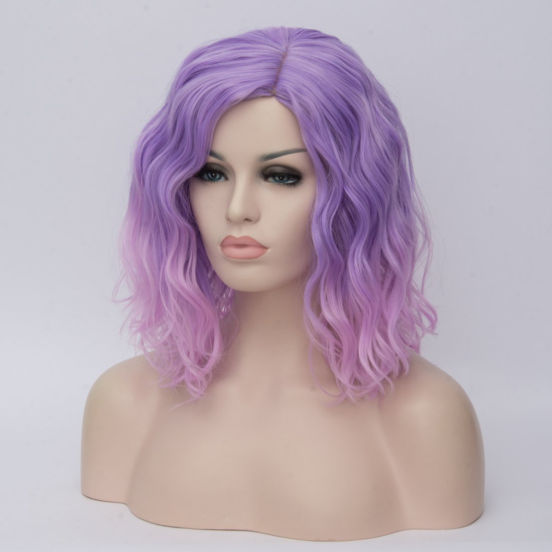 Cying Lin Short Bob Wavy Curly Wig Ombre Pink Wig For Women Cosplay Halloween Wigs Heat Resistant Bob Party Wig Include Wig Cap (Pink)