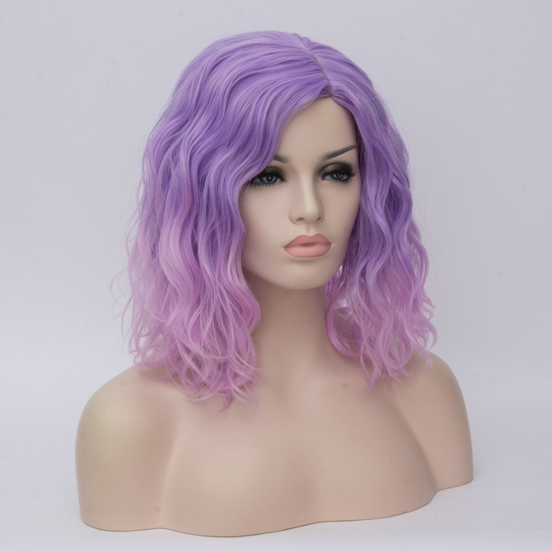 Cying Lin Short Bob Wavy Curly Wig Ombre Pink Wig For Women Cosplay Halloween Wigs Heat Resistant Bob Party Wig Include Wig Cap (Pink)