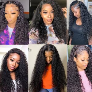 kiss love Glueless Wigs Human Hair Pre Plucekd 180% Density Deep Wave Closure Wig Ready to Wear Wigs Glueless Human Hair Wet and Wavy 4x4 Curly Closure Wigs Human Hair for Women 24Inch