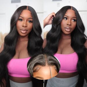 utracycoy glueless wigs human hair pre plucked, wear and go body wave no glue pre cut hd 4x4 lace closure front wigs for beginners, black women, 22 inches