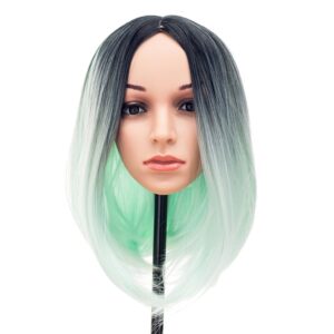 SWACC Ombre Colors Straight Short Hair Bob Wig Synthetic Colorful Cosplay Daily Party Flapper Wig for Women with Wig Cap (Light Green)