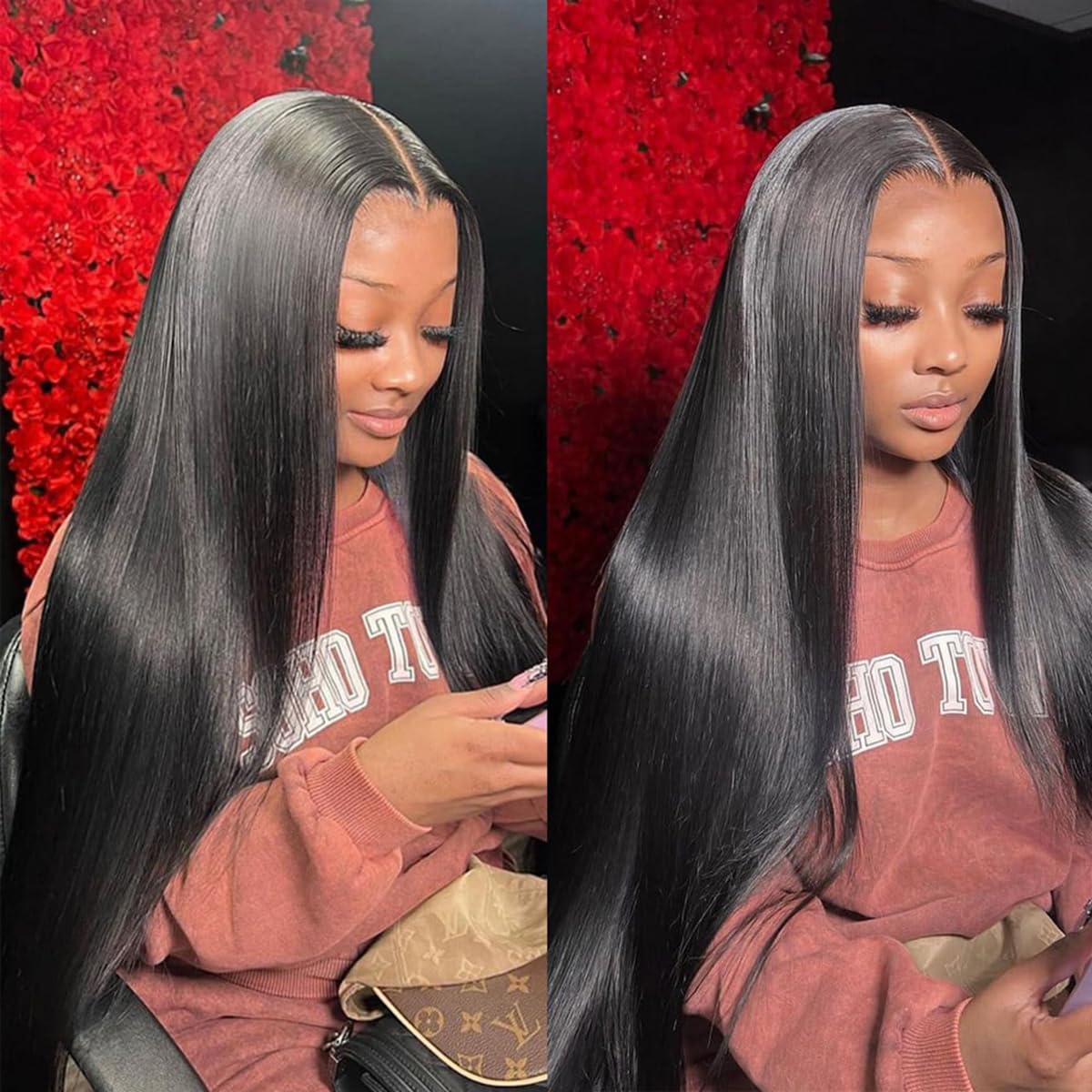 TENACOO 28 Inch Straight Lace Front Wigs 100% Human Hair Pre Plucked Straight Wigs 13x4 Lace Front Wigs Human Hair 180% Density HD Lace Front Wigs with Baby Hair 10A Glueless Lace Frontal Wigs