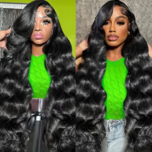 nognut 30 inch hd lace front wigs human hair body wave frontal wigs for women human hair 13x4 glueless hd lace front wigs body wave 180% density pre plucked bleached knots lace front wigs human hair