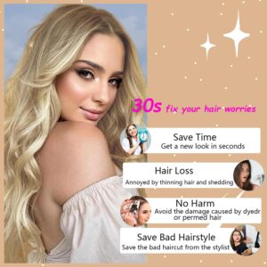 Ombre Blonde Wigs for Women 26 Inch Long Curly Wavy Blonde Wig Natural Looking Lace Middle Part Wig with Dark Root Synthetic Heat Resistant Wigs for Daily Party Use