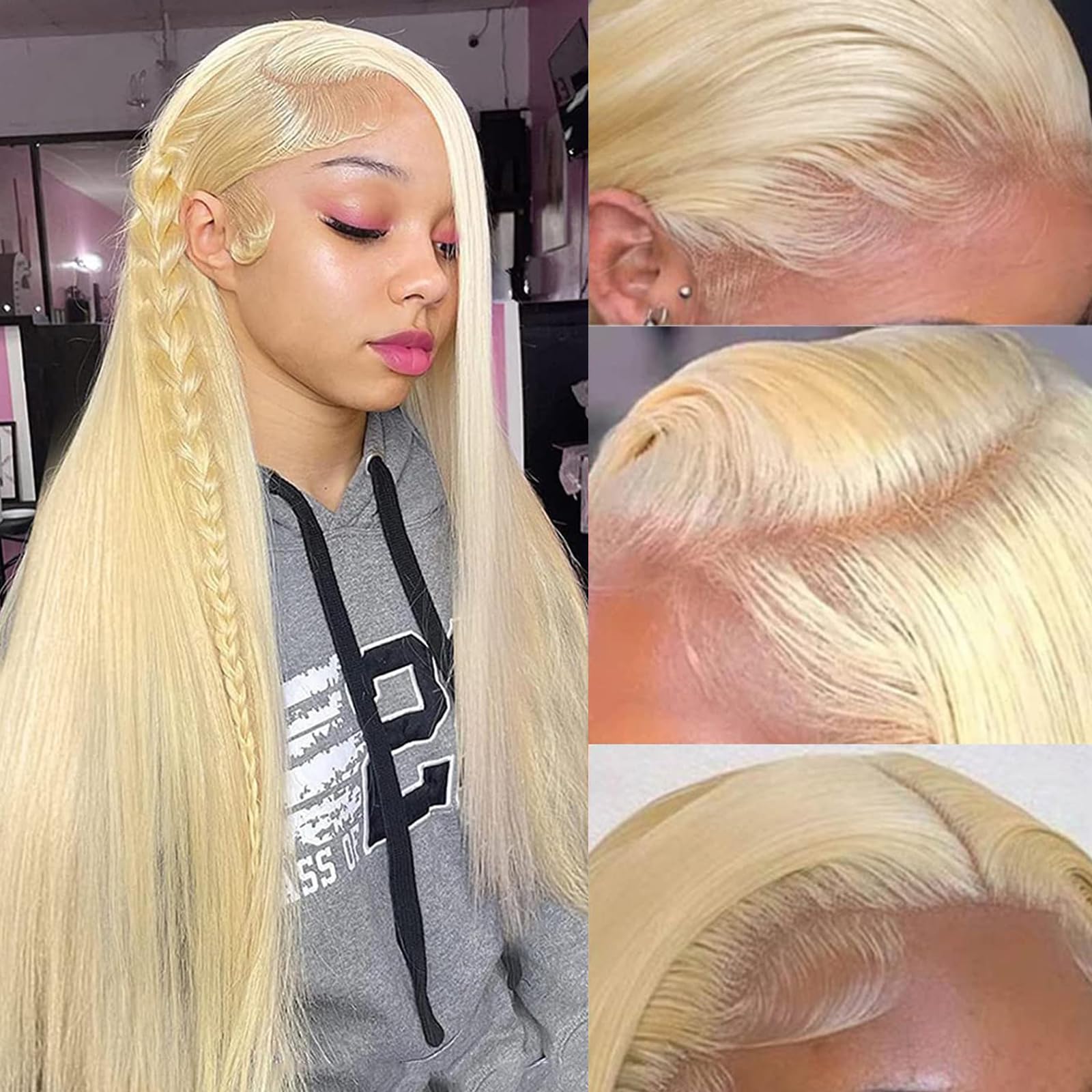 CALNESHIA 30'' 613 Lace Front Wig Human Hair 13x6 Transparent Lace 180 Density Blonde Lace Front Wigs Human Hair Black Women Pre Plucked Color 613 Hd Lace Frontal Wig Straight Blonde Wig Human Hair