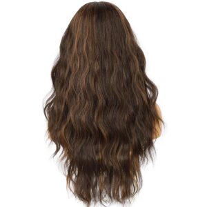 SAPPHIREWIGS Headband Wig Loose Body Wavy Glueless Synthetic Hair Wigs for Black Women Wave None Lace Front Wigs Mix Brown Color Headband Wigs 150% Density 26inches