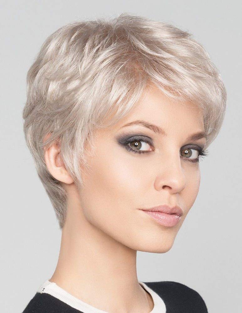 Swiking Short Pixie Cut Blonde Mix Grey Wigs for White Women Fluffy Synthetic Hair Women's Wig Heat Resistant Daily Halloween Party Full Wig