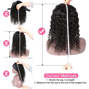 Celiarita Headband Wig Human Hair Deep Wave 18 inch None Lace Front Wig Human Hair Machine Made Wigs Glueless Curly Hair Headband Half Wigs for Black Women Human Hair Natural Color