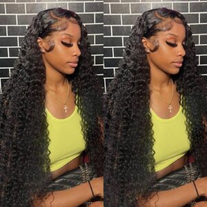 midulla 13x6 deep wave lace front wigs human hair pre plucked 180% density hd lace front wigs human hair deep wave glueless frontal wigs human hair wigs for black women free part 22 inch