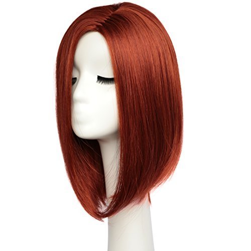 BESTUNG Short Red Wigs Copper Red Wig for White Women Medium Lenth Red Bob Wigs Side Part Synthetic Hair Costume Wigs for Cosplay Daily Party Halloween