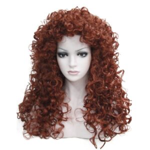 aimole synthetic heat resistant hair long curly wigs cosplay women wig(130-fox red)