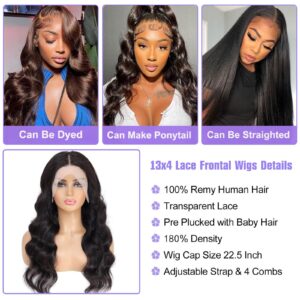 CIUSUM Body Wave Lace Front Wigs Human Hair Pre Plucked 13x4 Frontal Wigs Human Hair Wigs for Women 180% Density Transparent HD Lace Front Wigs Human Hair Pre Plucked with Baby Hair 20 Inch