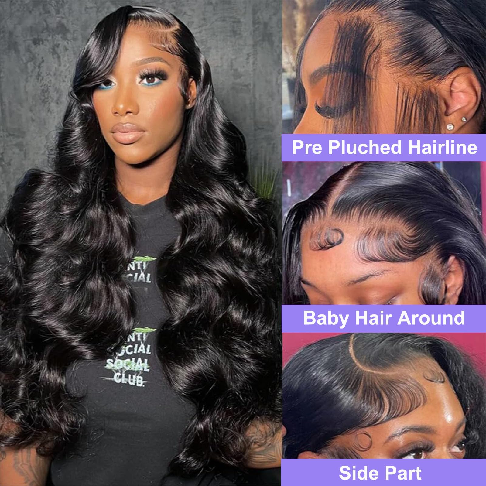 CIUSUM Body Wave Lace Front Wigs Human Hair Pre Plucked 13x4 Frontal Wigs Human Hair Wigs for Women 180% Density Transparent HD Lace Front Wigs Human Hair Pre Plucked with Baby Hair 20 Inch