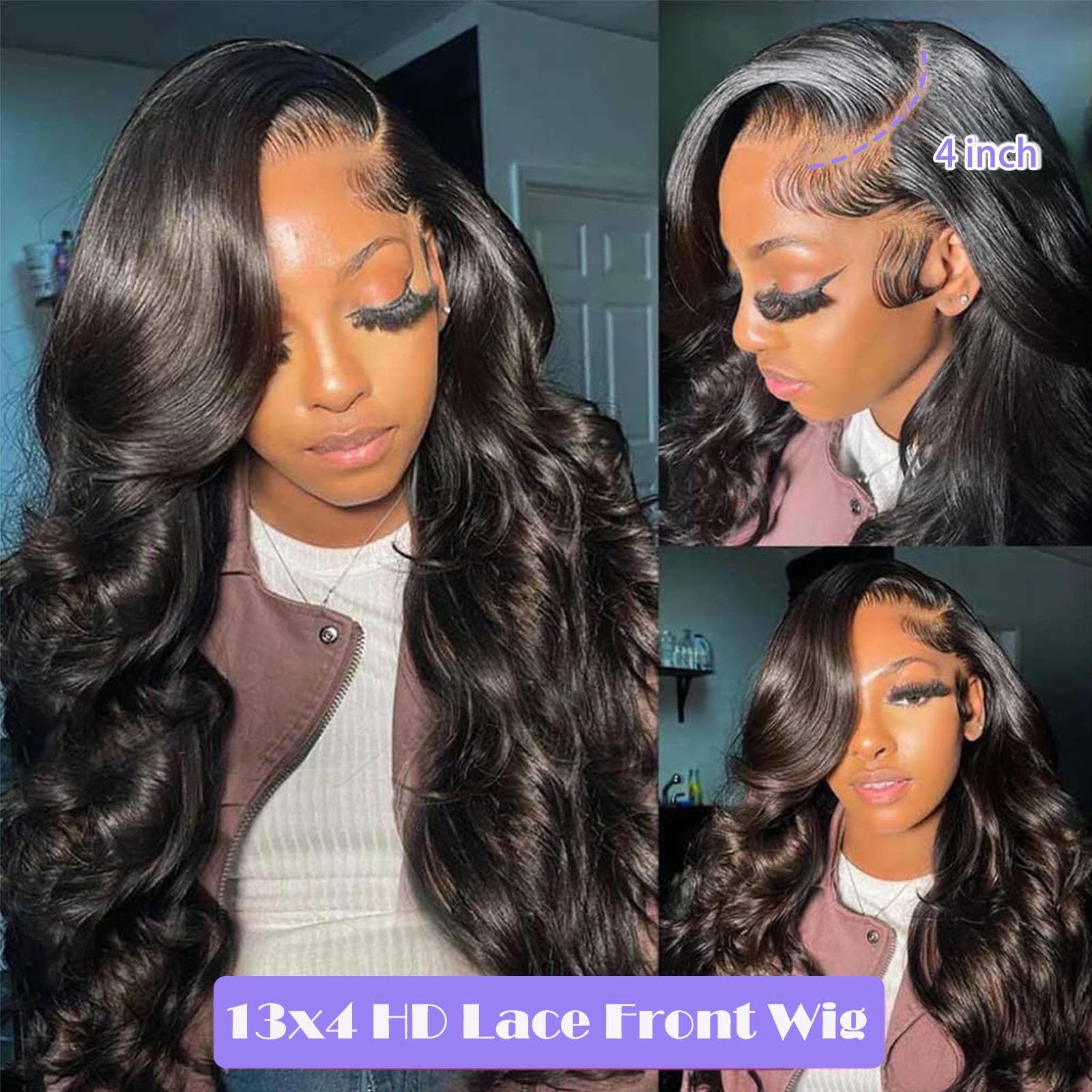 CIUSUM Body Wave Lace Front Wigs Human Hair Pre Plucked 13x4 Frontal Wigs Human Hair Wigs for Women 180% Density Transparent HD Lace Front Wigs Human Hair Pre Plucked with Baby Hair 20 Inch