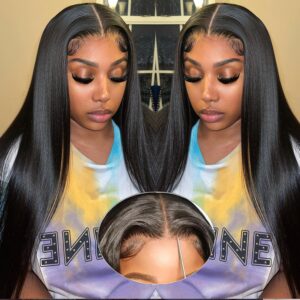 28 inch wear and go glueless wigs human hair pre plucked pre cut for beginners 6x4 hd lace closure wigs straight lace front wigs human hair no glue pre cut 180% density 3 seconds to wear glueless wigs