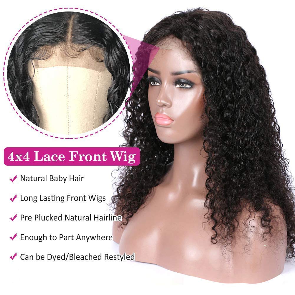 Josblue 4x4 Deep Wave Lace Closure Wigs Human Hair for Black Women Curly Human Hair Wigs Glueless Wigs Human Hair Pre Plucked Deep Wave Peruvian Virgin Wet and Wavy Human Hair Wigs 150% Density