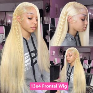 613 Lace Front Wig Human Hair 13x4 HD Transparent Straight Wigs Human Hair Blonde Lace Front Wigs Human Hair Pre Plucked Glueless Wigs Human Hair Blonde Lace Frontal Human Hair Wigs 180% Density