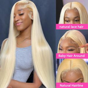 613 Lace Front Wig Human Hair 13x4 HD Transparent Straight Wigs Human Hair Blonde Lace Front Wigs Human Hair Pre Plucked Glueless Wigs Human Hair Blonde Lace Frontal Human Hair Wigs 180% Density