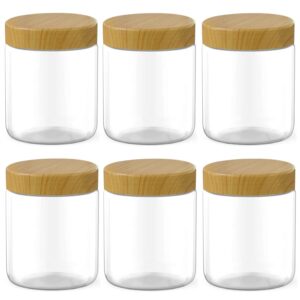 6 pack 8 oz clear plastic jars refillable kitchen storage containers for dry food, coffee, nuts and more.