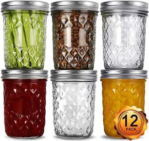 verones wide mouth mason jars 16oz, 12 pack 16 oz wide mouth mason jars with lids and bands, ideal for jam, honey, wedding favors, shower favors