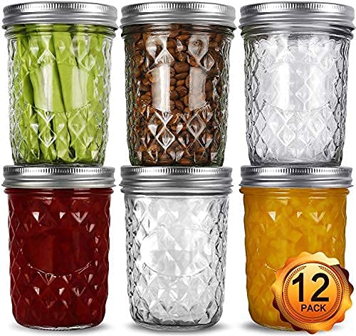 VERONES Wide Mouth Mason Jars 16oz, 12 Pack 16 oz Wide Mouth Mason Jars with Lids and Bands, Ideal for Jam, Honey, Wedding Favors, Shower Favors