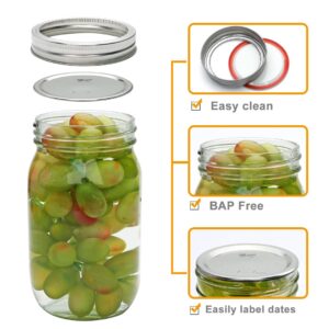 Woaiwo-q Wide Mouth Mason Jars Set, 32oz Clear Glass Jars 4-Pack for Storage, Overnight Oats, Snacks, Jam or Jelly,Canning,Fermenting,Pickling,DIY Projects…