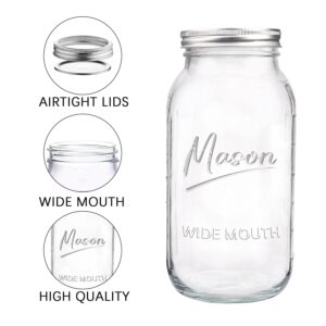 Galssmagic 64 oz Mason Jar Wide Mouth,3 Pack Large Half Gallon Mason Jars with Airtight Lid,Big Glass Jars for Canning,Pickling,Fermenting,Storing