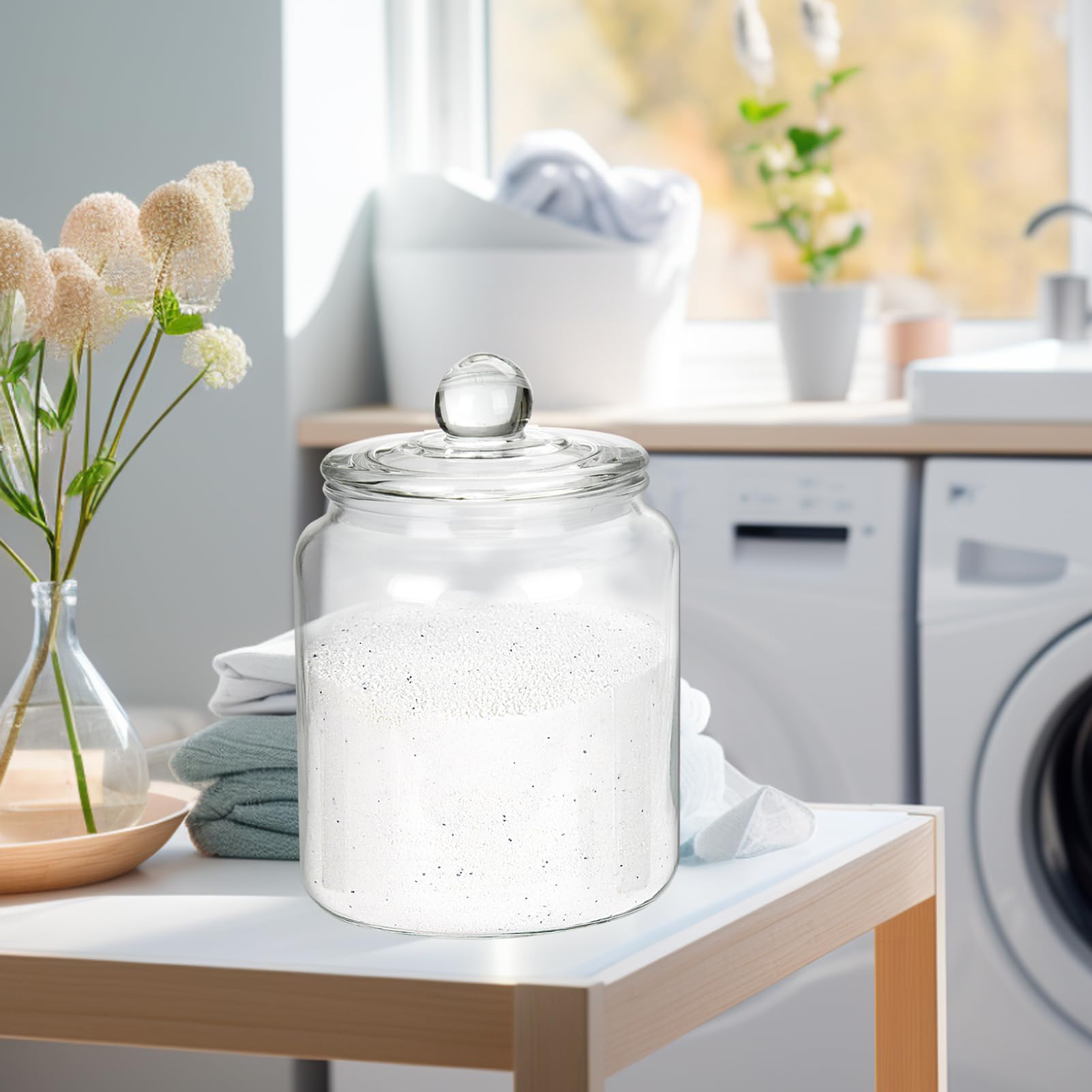 Laundry Detergent Dispenser, Derergent Pods Container for Laundry Room Organization, Glass Jars for Laundry Storage