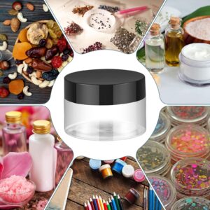 Aoriher 150 Pcs Plastic Container Jars with Lids Round Cosmetic Jars Empty Plastic Jars for Lotion, Cream, Ointments, Makeup, Eye Shadow, Rhinestone, Samples, Pot, Travel Storage (Black,1 oz)