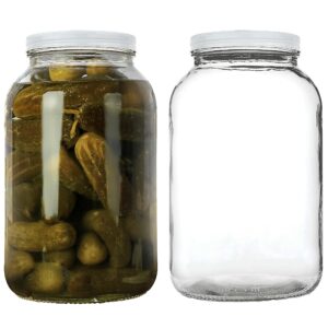 kitchentoolz 1 gallon glass jar with lid - large mason jar wide mouth- pickling, storing, brewing and fermenting