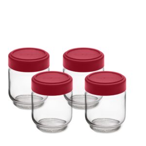 cuisipro 6 ounce glass jars (set of 4), glass/red